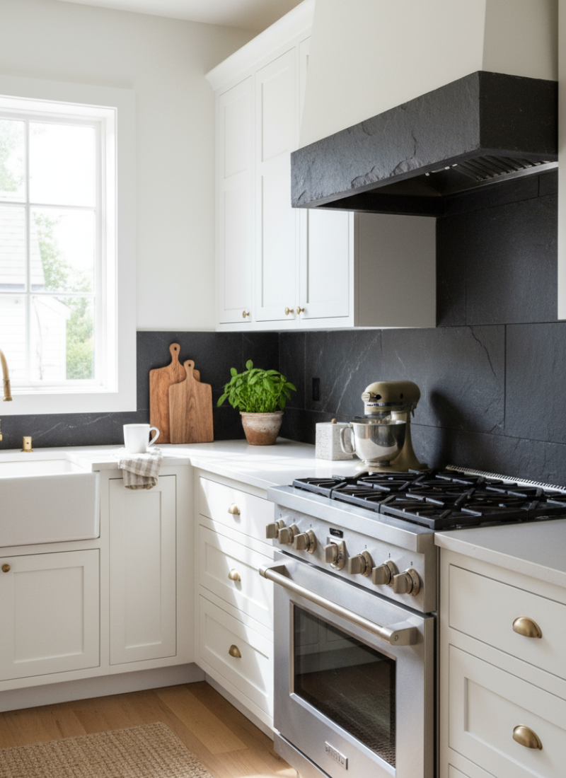 17 Black Kitchen Backsplash Ideas - Herringbone/Hex/Slab (Which One Are ...