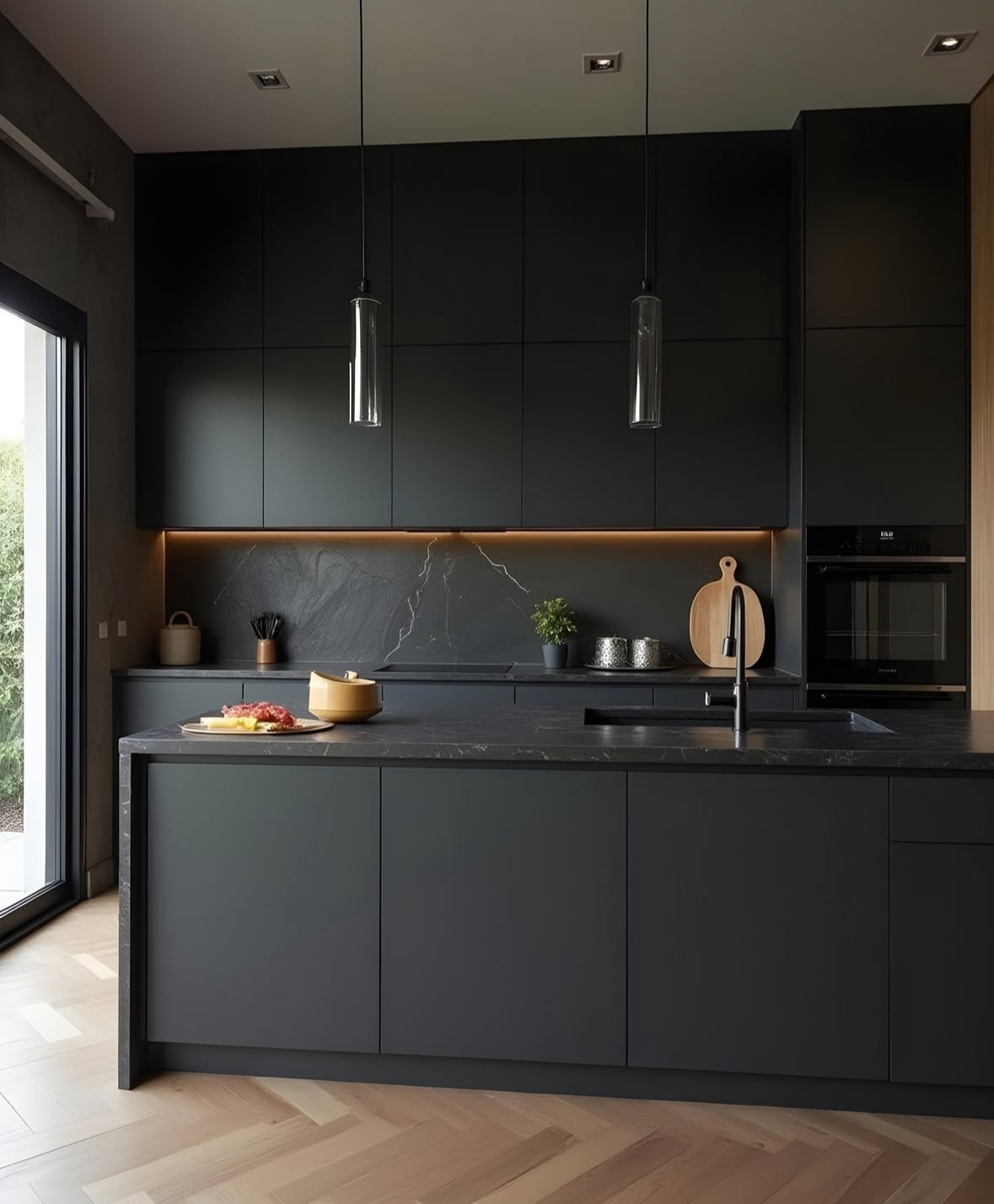 17 Black Kitchen Backsplash Ideas - Herringbone/Hex/Slab (Which One Are ...